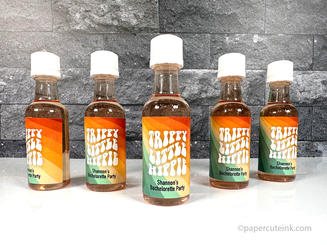 Trippy Little Hippy 60s 70s Party Favors, Mini Liquor Bottle Label ...