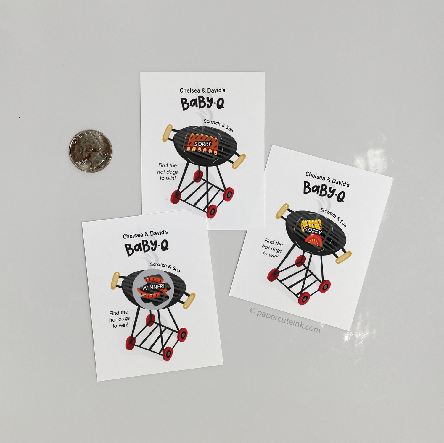 BBQ Baby Shower Game, Baby-Q Scratch Off Cards, Baby Shower Activity ...