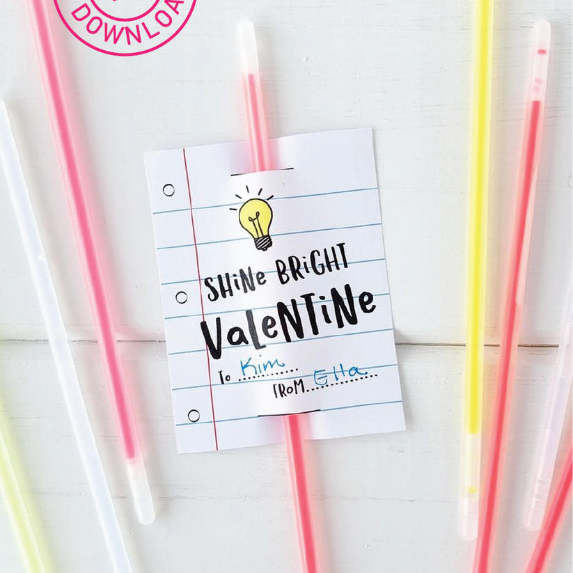 Shine Bright Glow Stick Valentine – Paper Cute Ink