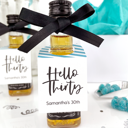 Hello Thirty 30th Birthday Favors Mini Bottle Tags – Paper Cute Ink