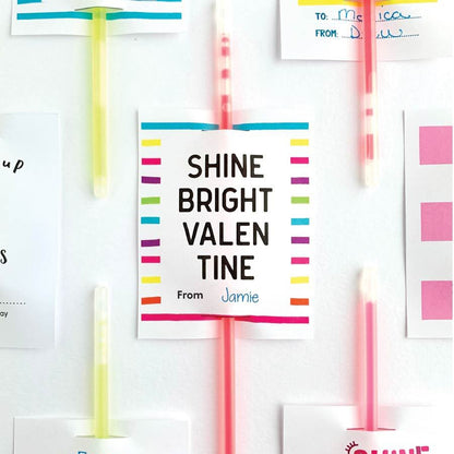 Shine Bright Valentines Glow Stick Printable – Paper Cute Ink