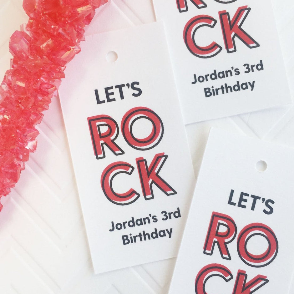 Lets Rock! Rock Candy Tags, Rock Climbing Party Favor Tags – Paper Cute Ink