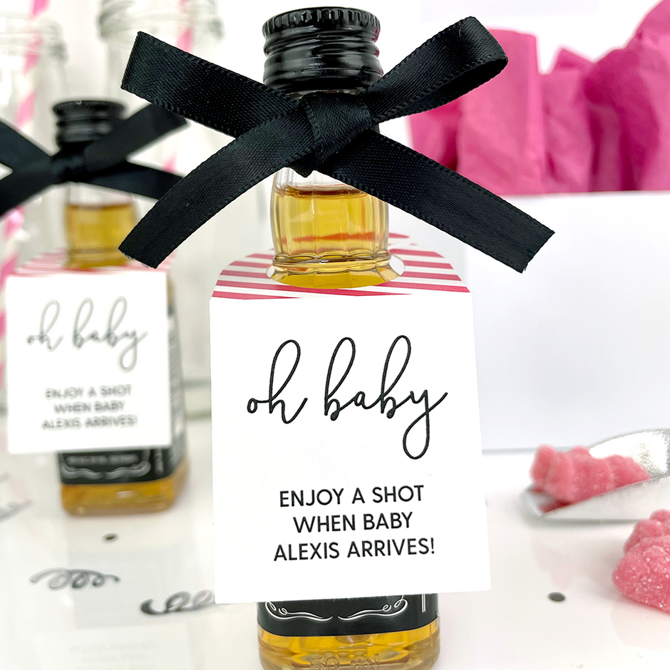 Oh Baby Mini Liquor Bottle Baby Shower Tags, Mini Baby Shower Alcohol ...