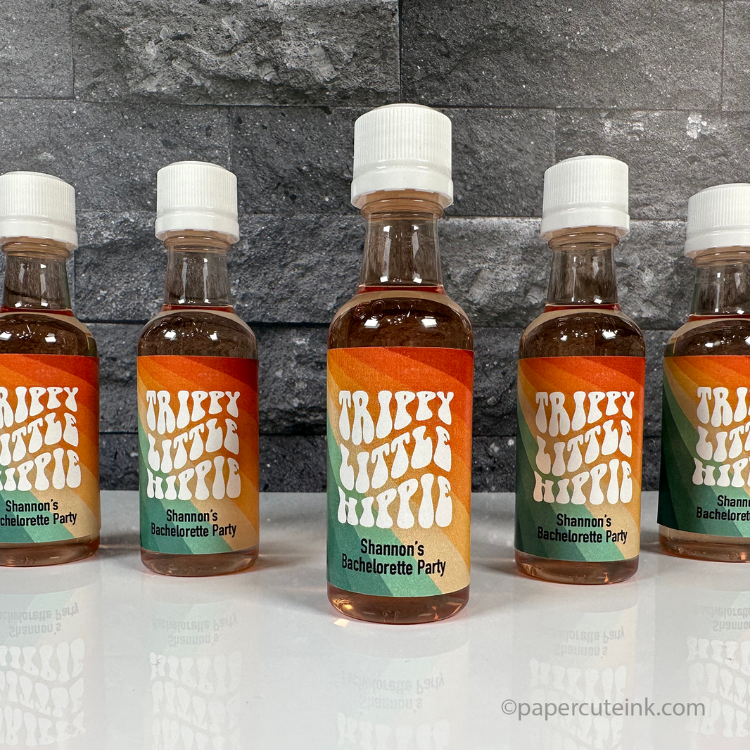 Trippy Little Hippy 60s 70s Party Favors, Mini Liquor Bottle Label ...